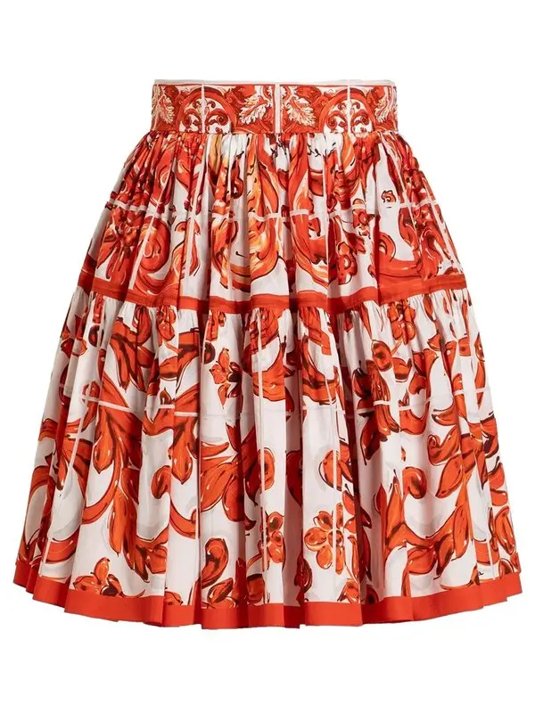 Dolce & Gabbana Majolica-print Poplin Short Skirt - Multicolor