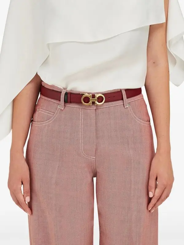 FERRAGAMO Hammered Leather Reversible Gancini Belt