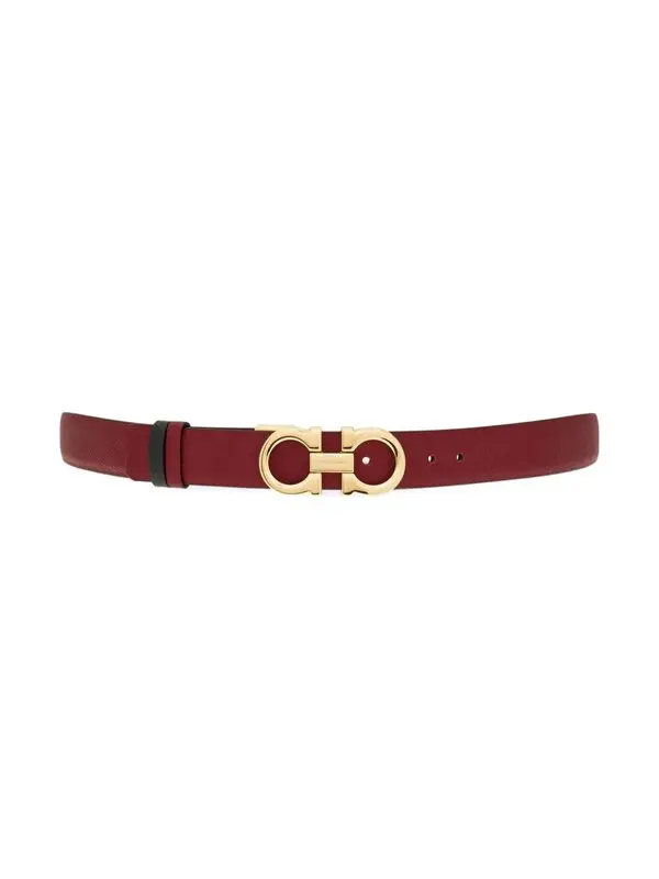 FERRAGAMO Hammered Leather Reversible Gancini Belt