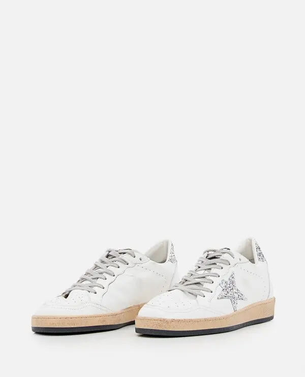 GOLDEN GOOSE Ballstar Leather And Glitter Sneakers - Multicolor