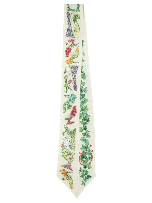 FERRAGAMO Silk Printed Mini Bandeau - White