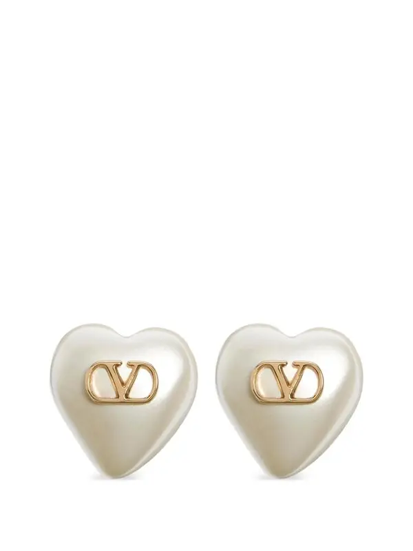 Valentino Garavani Vlogo Signature Metal And Pearl Earrings - Silver