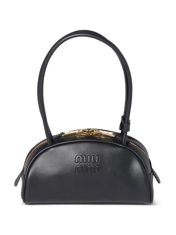 Miu Miu Beau Soft Small Leather Bowling Bag - Black