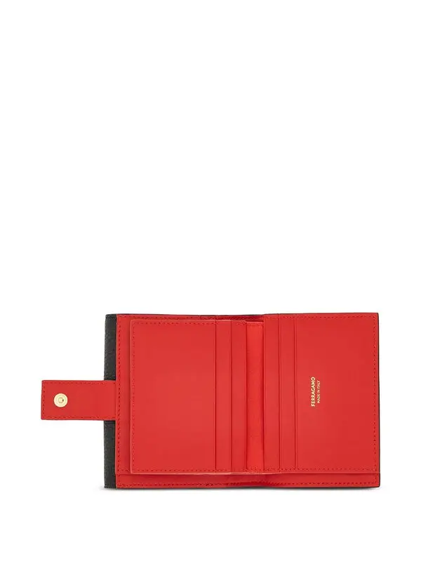 FERRAGAMO Gancini Grained Leather Compact Wallet - Black