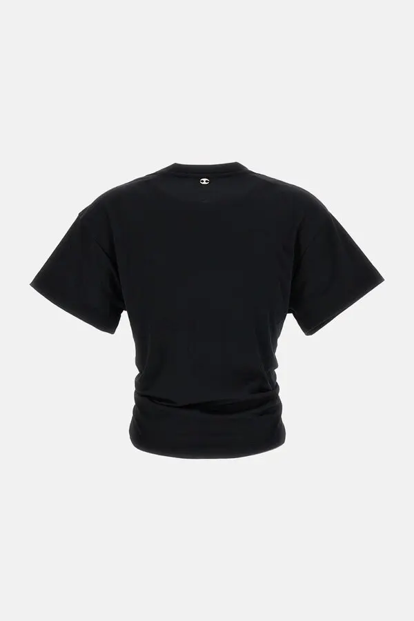 Rabanne Black Cotton Jersey T-shirt With Piercing Detail - Multicolor
