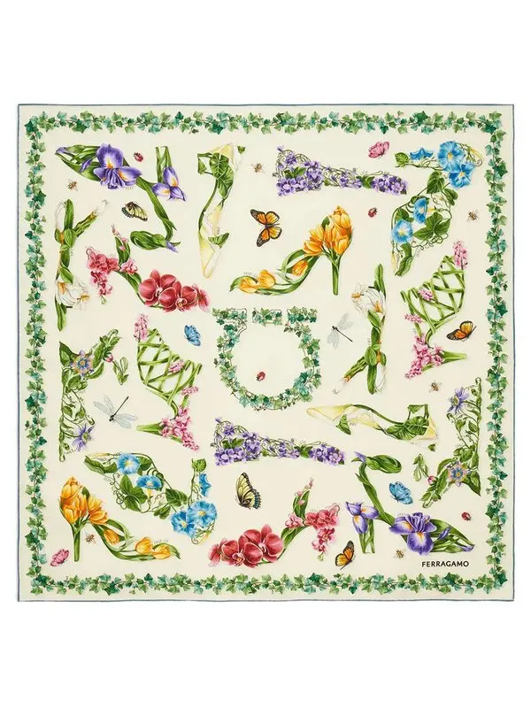 FERRAGAMO Eden Shoes Print Silk Scarf - Multicolor