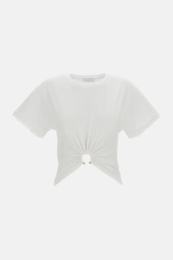 Rabanne Cropped T-shirt With Metal Piercing Detail - Multicolor
