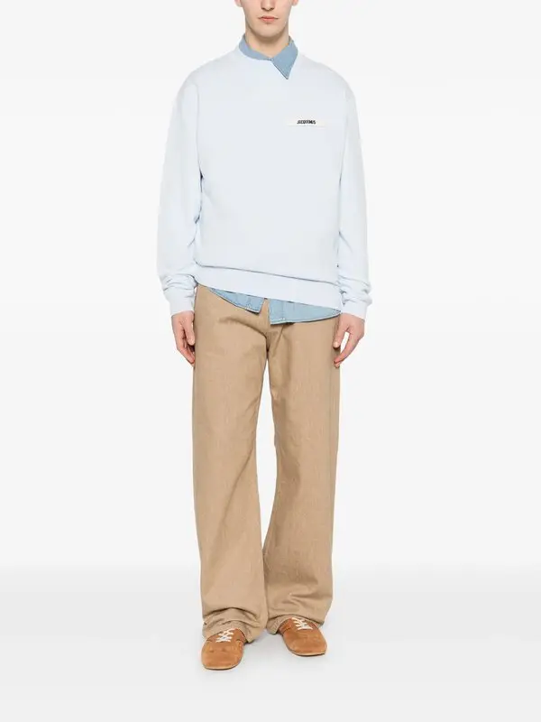 Jacquemus Le Sweatshirt Gros Grain Cotton Crewneck - Blue