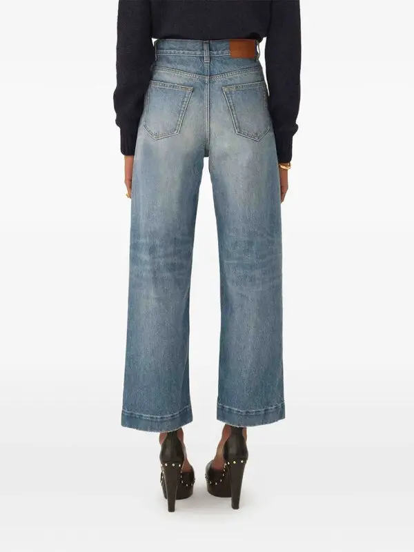 Chloé High-rise Cropped Wide-leg Jeans - Blue