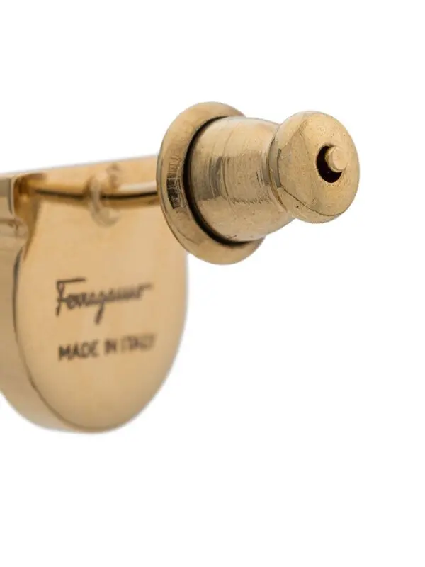FERRAGAMO Gancini Pearl Stud Earrings - Silver