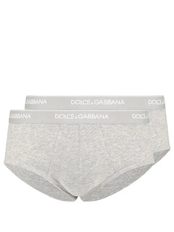 Dolce & Gabbana Two-pack Of Stretch Cotton Brando Briefs - Gray