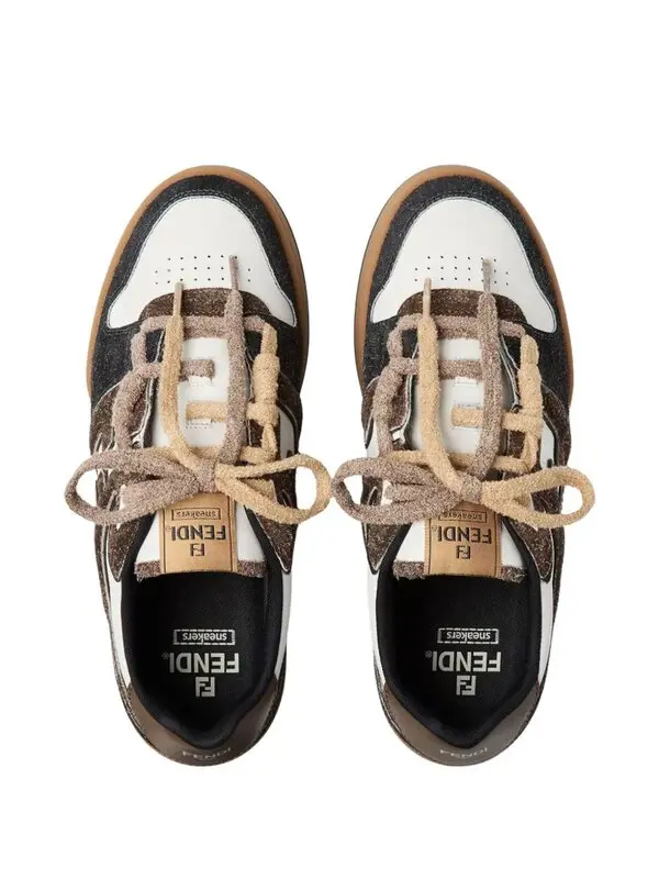 Fendi Match Leather And Suede Sneakers - White
