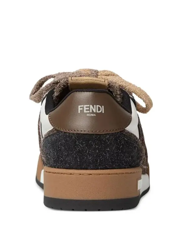 Fendi Match Leather And Suede Sneakers - White