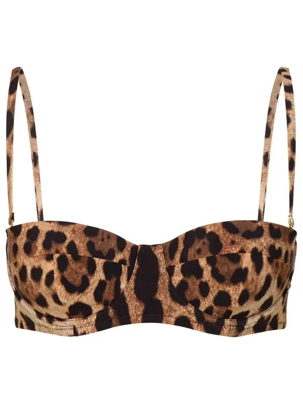 Dolce & Gabbana Leopardo" Print Underwire Bikini Bra - Brown