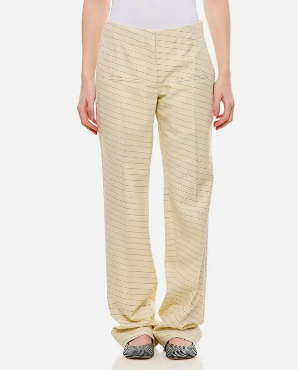 JW Anderson Cream Striped Straight Leg Trousers