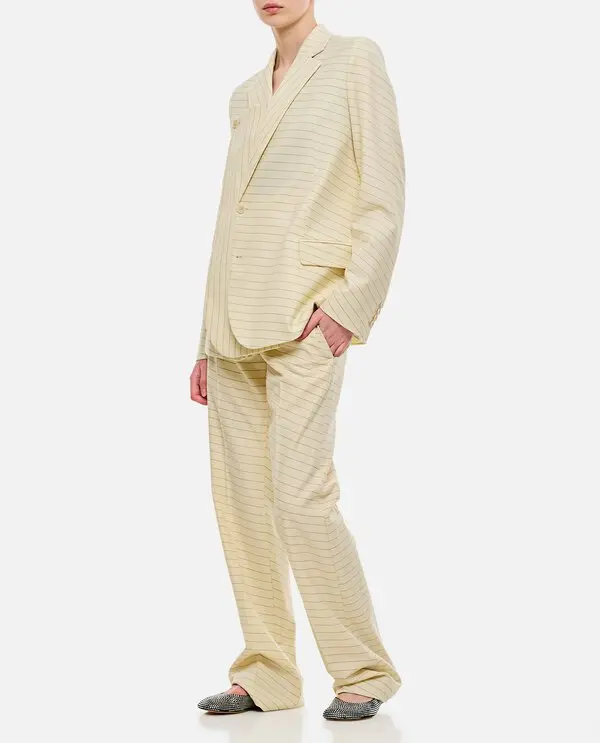 JW Anderson Cream Striped Straight Leg Trousers