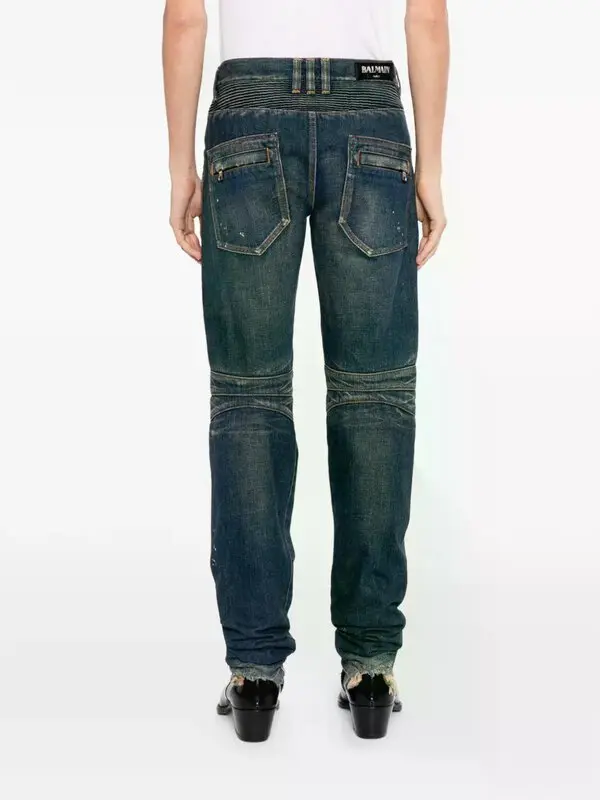 Balmain Biker Distressed Jeans