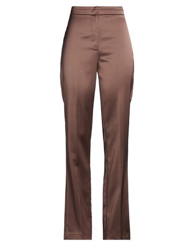 Patrizia Pepe Straight-leg Satin Pants - Brown