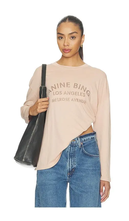 ANINE BING Ivan Long Sleeve Melrose Stencil Top