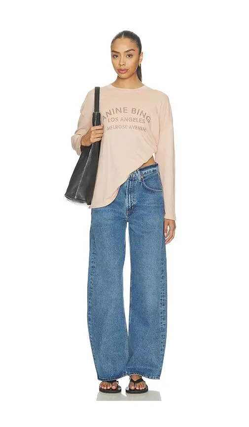 ANINE BING Ivan Long Sleeve Melrose Stencil Top