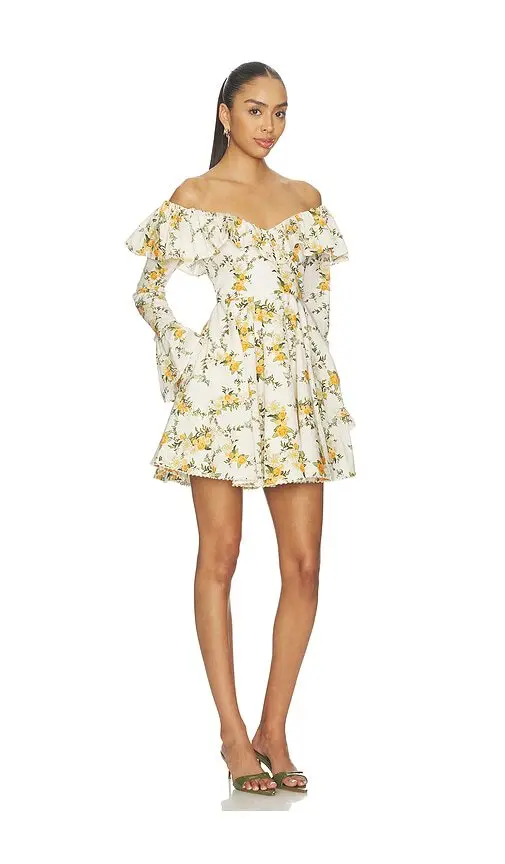 Agua Bendita Floral Off-the-shoulder Dress