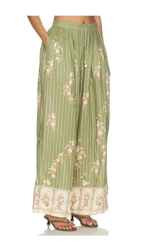 Agua Bendita Printed Linen Trousers