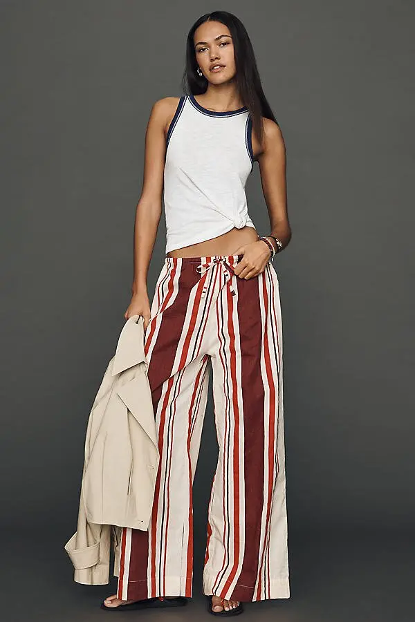 JULA Cotton Low-rise Pants With Drawstring Waist