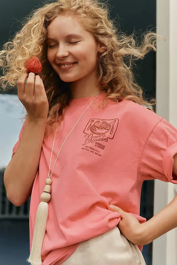 DAMSON MADDER Organic Cotton Graphic T-shirt - Pink