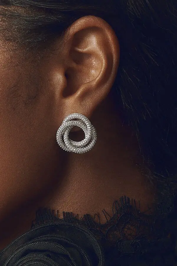 CZ BY KENNETH JAY LANE Pavé Triple Circle Earrings