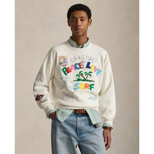 Ralph Lauren Peace Love Surf" Graphic Fleece Sweatshirt