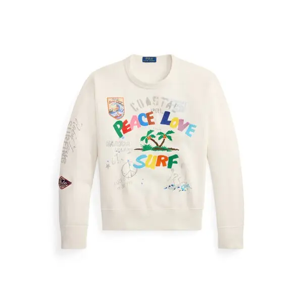 Ralph Lauren Peace Love Surf" Graphic Fleece Sweatshirt
