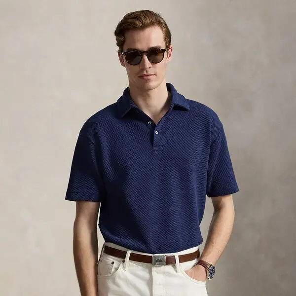 Ralph Lauren Standard Fit Textured Piqué Polo Shirt - Newport Navy