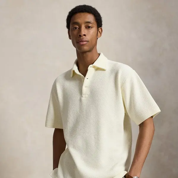 Ralph Lauren Standard Fit Textured Piqué Polo Shirt - Pale Cream