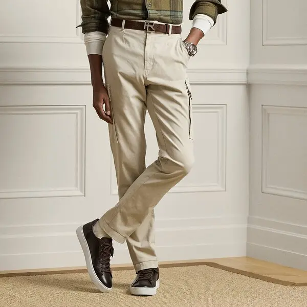 Ralph Lauren Purple Label Hand-tailored Garment-dyed Stretch Cotton Cargo Trousers - Fossil