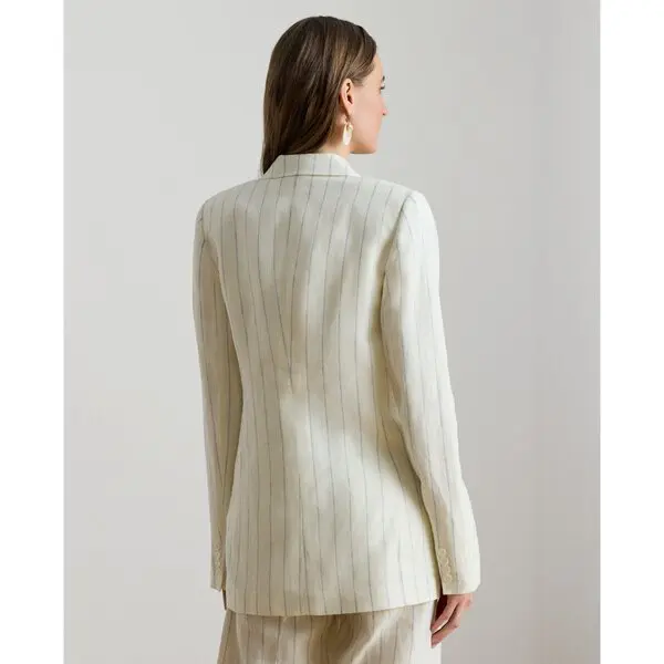 Ralph Lauren Striped Linen Twill Double-breasted Blazer