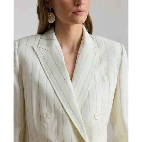 Ralph Lauren Striped Linen Twill Double-breasted Blazer
