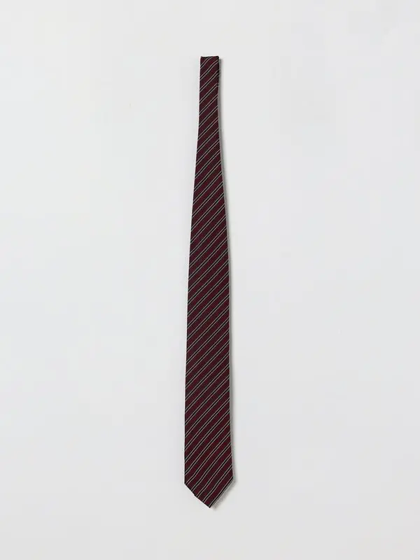 Zegna Burgundy Striped Silk Neck Tie - Red