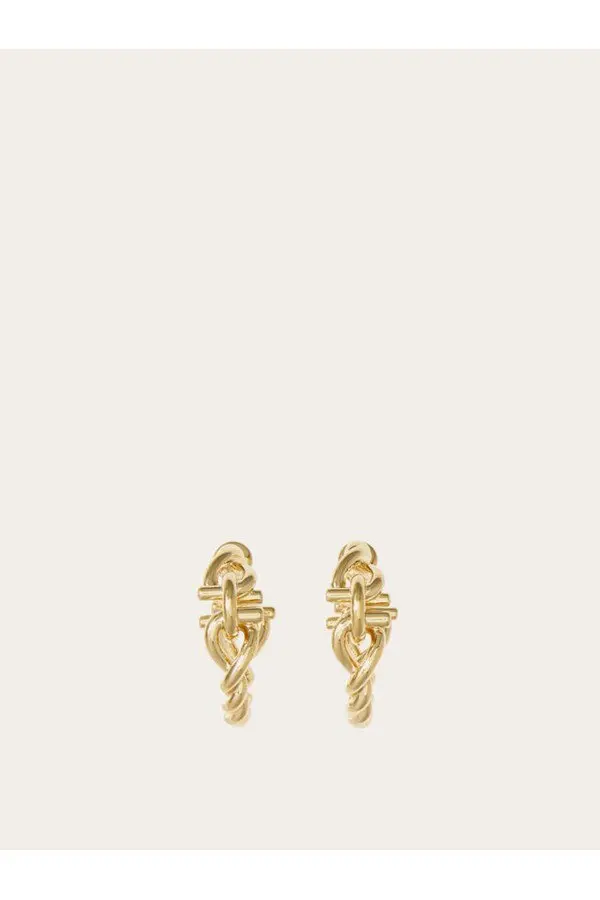 FERRAGAMO Twisted Chain Gancini Hoop Earrings - Gold