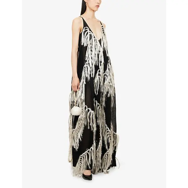 CFCL Knitted Maxi Dress With Fringe Embellishment