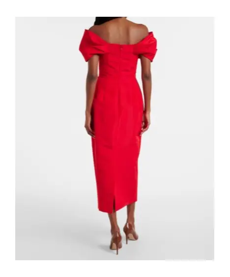 Carolina Herrera Off-shoulder Silk Maxi Dress With Peplum Detail