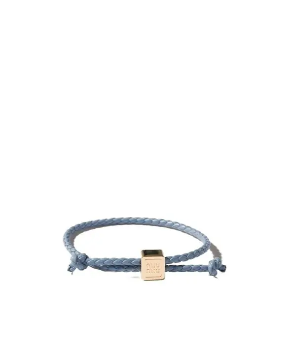 Miu Miu Logo-engraved Bracelet - Gray