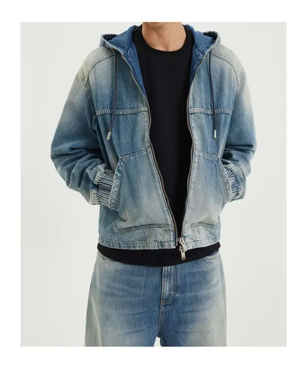 1989 STUDIO Hooded Denim Jacket With Zip Closure