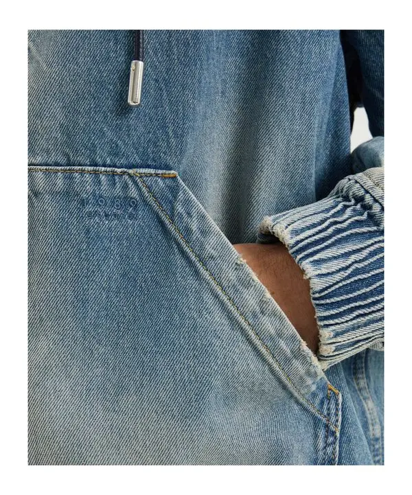 1989 STUDIO Hooded Denim Jacket With Zip Closure