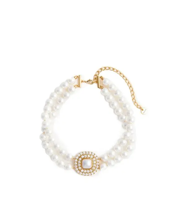 SELF-PORTRAIT Embellished Choker Necklace With Faux Pearls And Crystals - Gold