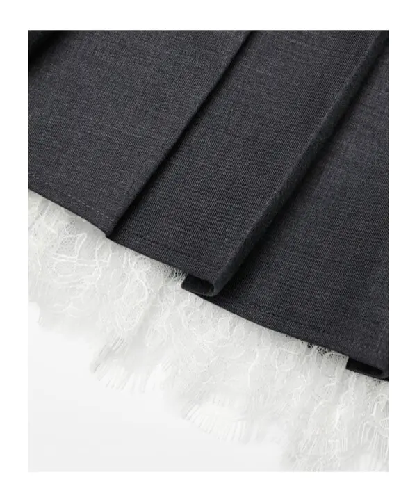 SELF-PORTRAIT Pleated Mini Skirt With Lace Trim