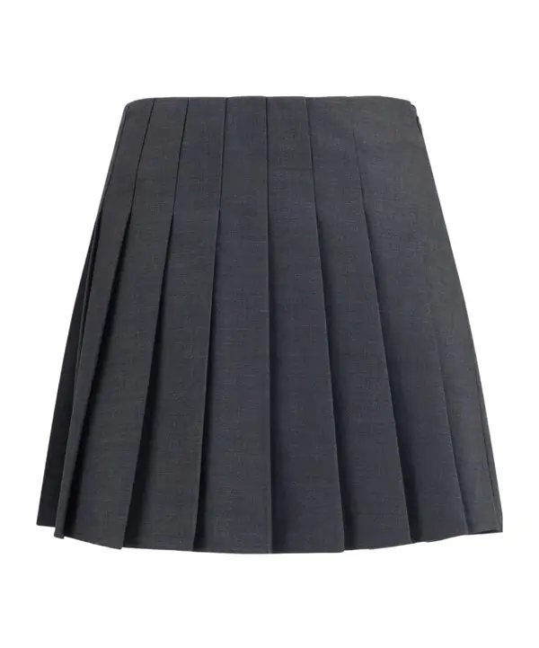 SELF-PORTRAIT Pleated Lace-trim Skirt - Grey