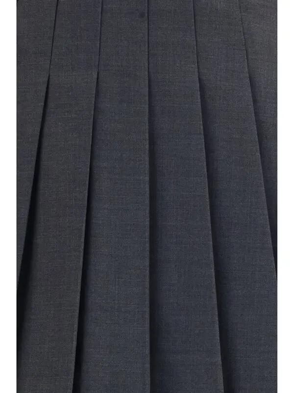 SELF-PORTRAIT Pleated Lace-trim Skirt - Grey