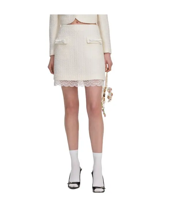 SELF-PORTRAIT A-line Mini Skirt With Lace Trim