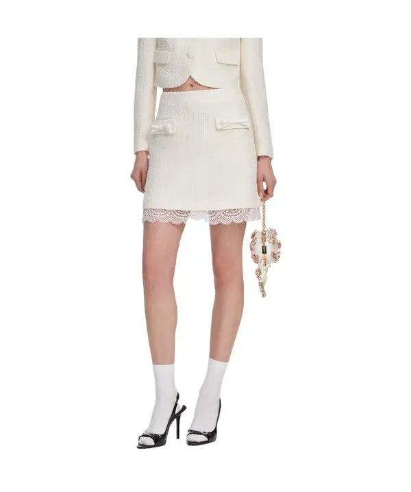 SELF-PORTRAIT A-line Mini Skirt With Lace Trim