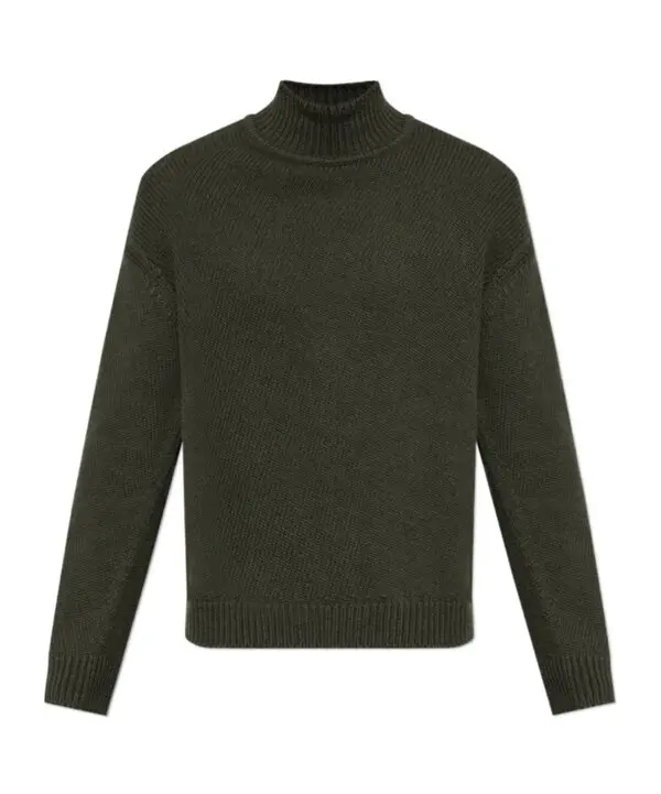 JIL SANDER Ribbed Stand Collar Knitted Sweater
